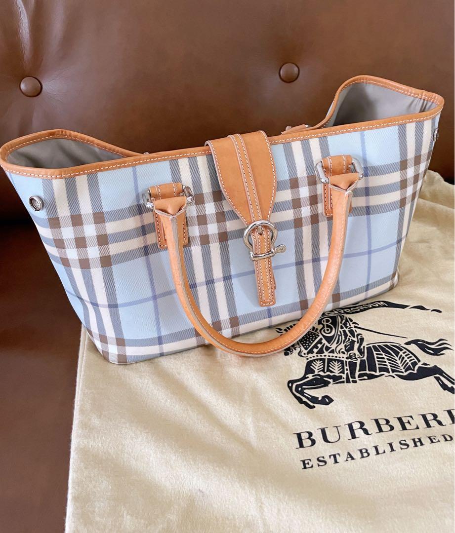 Burberry Light Blue Nova Check Handbag, Women's Fashion, Bags & Wallets ...