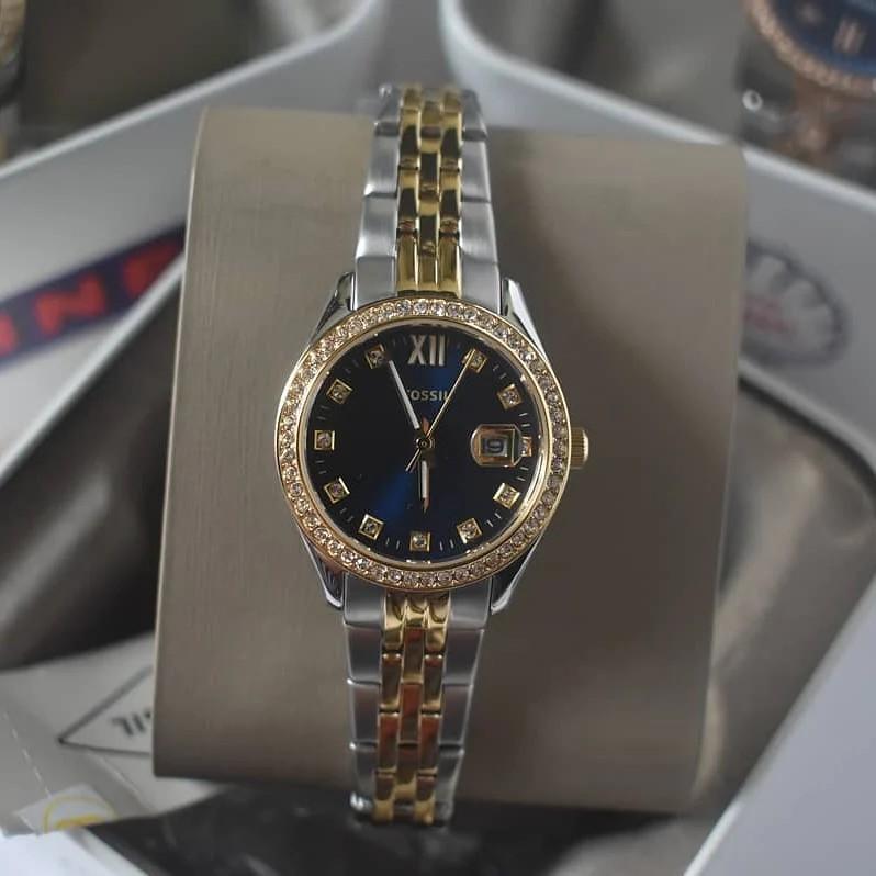 Fossil Women's Scarlette Micro Blue Dial Two Tone Stainless