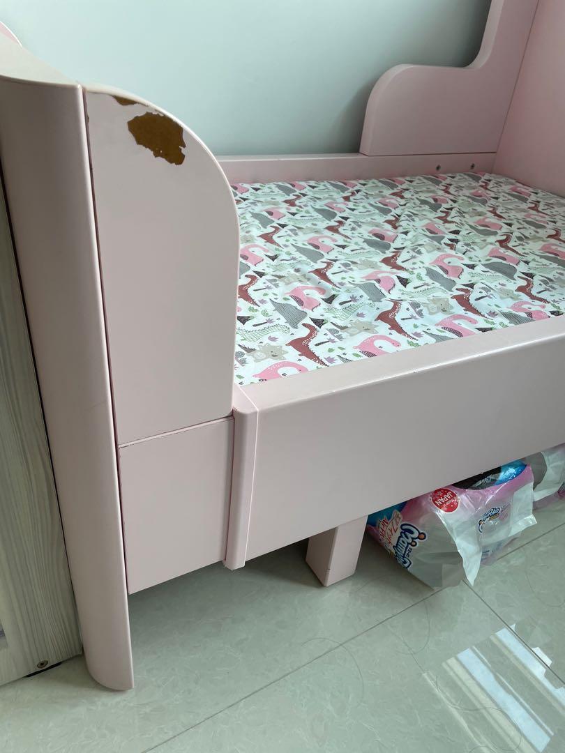 IKEA kids extendable bed (Pink), Furniture & Home Living, Furniture ...