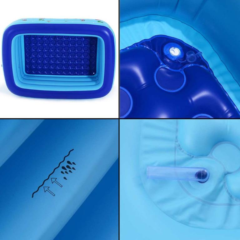 Inflatable Family Swimming Pool 4 Layer Extra Large Rectangular Kids ...