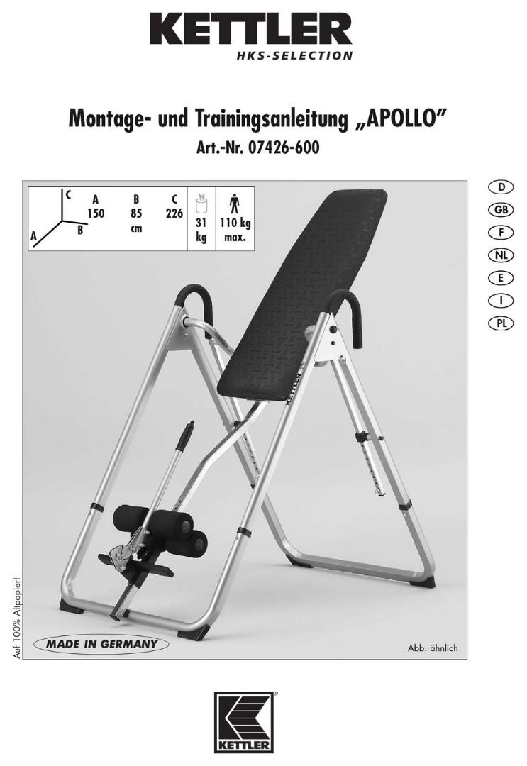 Kettler Apollo Inversion Trainer Table Machine, Sports Equipment ...