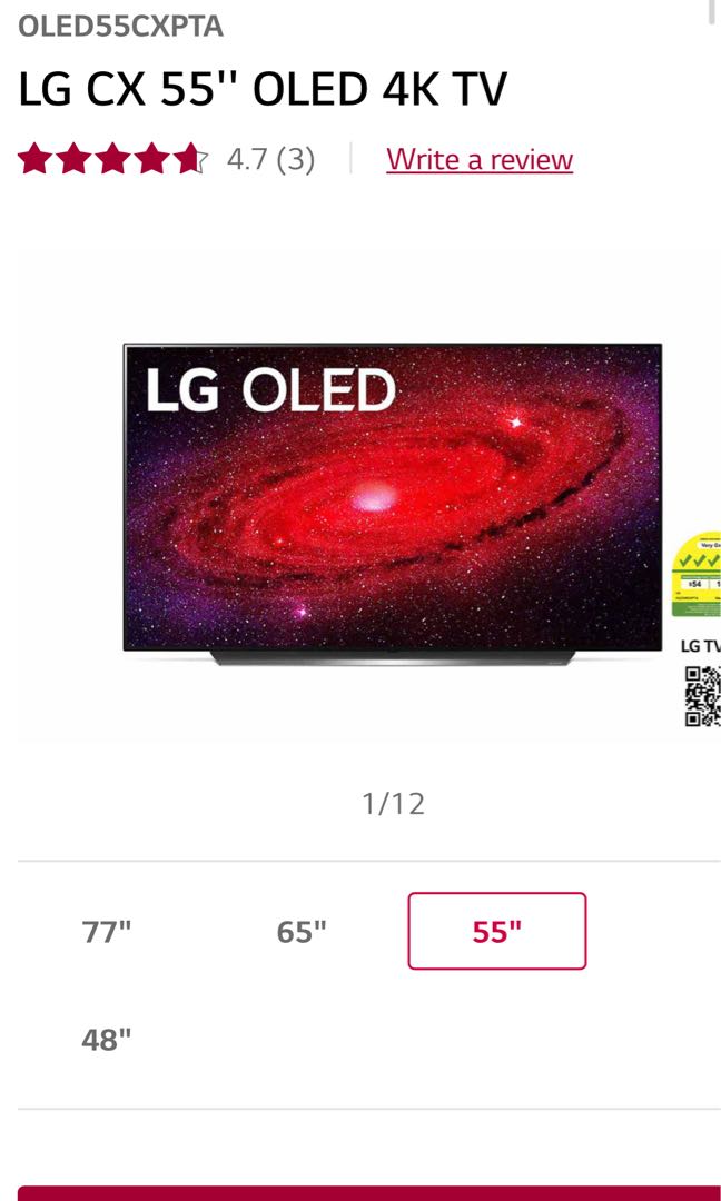 LG OLED 4K CX-55 2020 edition, TV & Home Appliances, TV & Entertainment ...