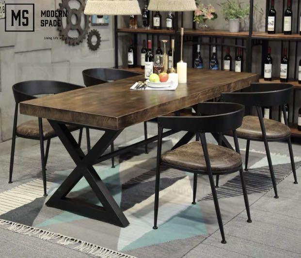 LUKE Modern Industrial Dining Table / DBST139, Furniture & Home Living ...