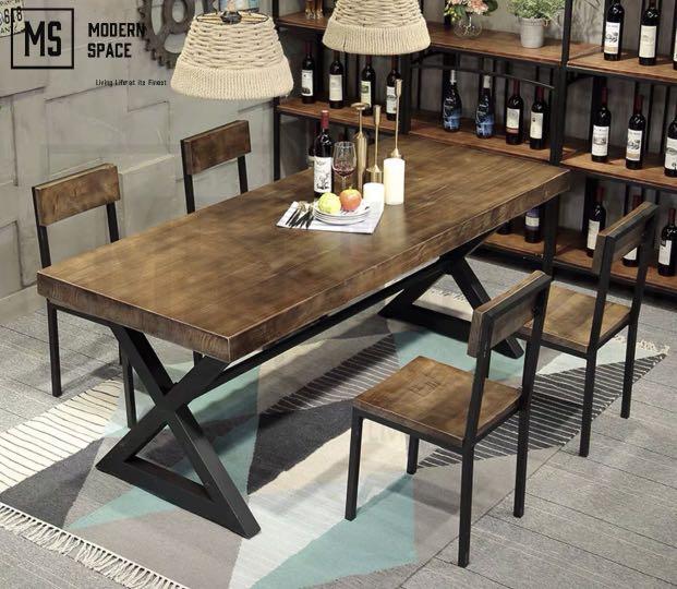 LUKE Modern Industrial Dining Table / DBST139, Furniture & Home Living ...