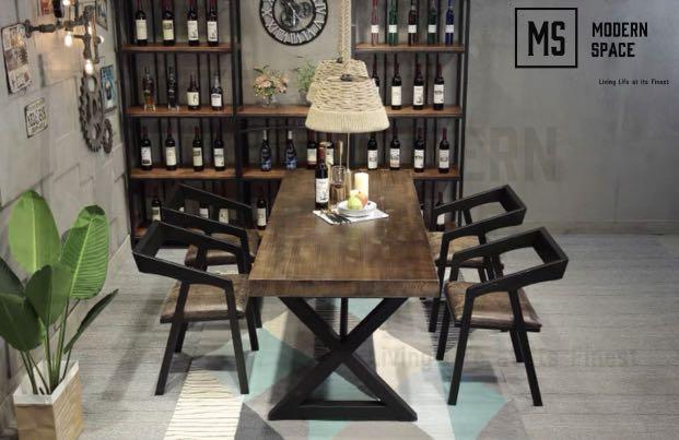 LUKE Modern Industrial Dining Table / DBST139, Furniture & Home Living ...
