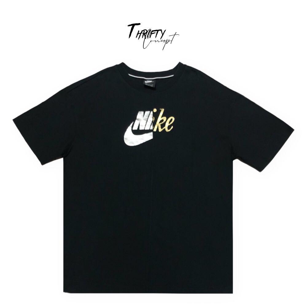 Nike Cursive Metallic Black (Legit),(Black Tag), Men's Fashion, Tops ...
