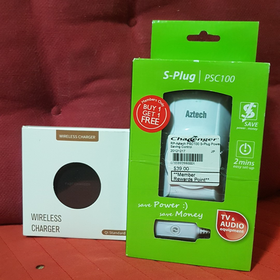 PSC100 s-plug & wireless charger set #T1, TV & Home Appliances, Electrical, Adaptors & Sockets ...