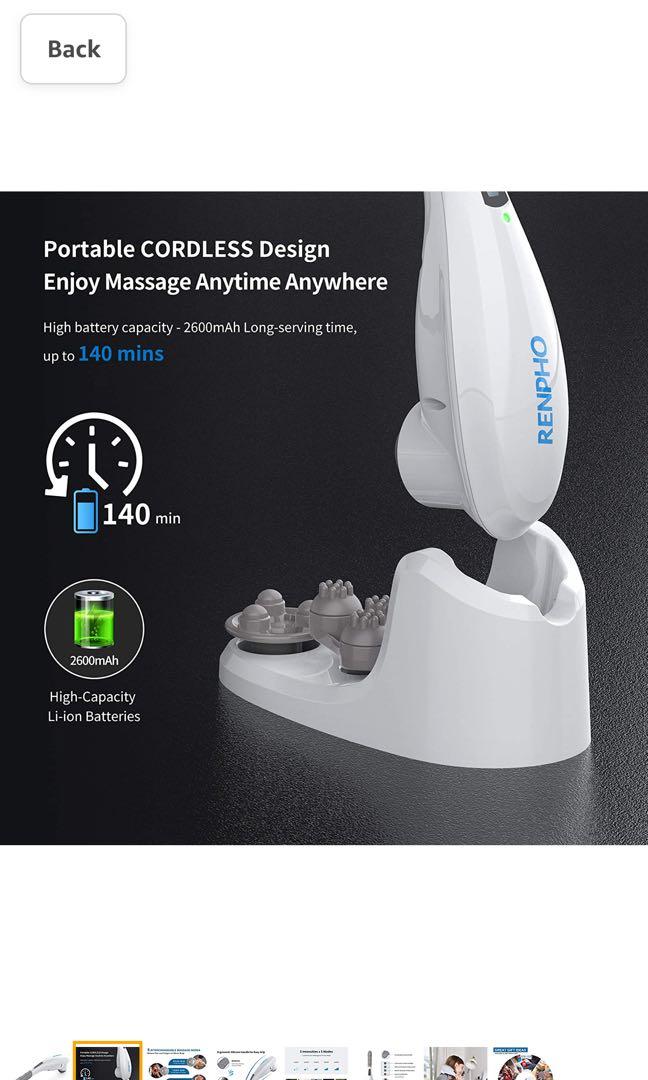 Renpho Rechargeable Hand Held Deep Massager For Muscles Back Foot