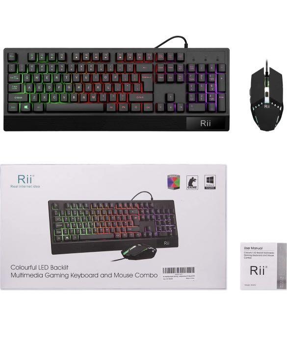 Rii RK400 RGB Gaming Keyboard and Mouse Combo ,Wired Mechanical Feel 3 ...