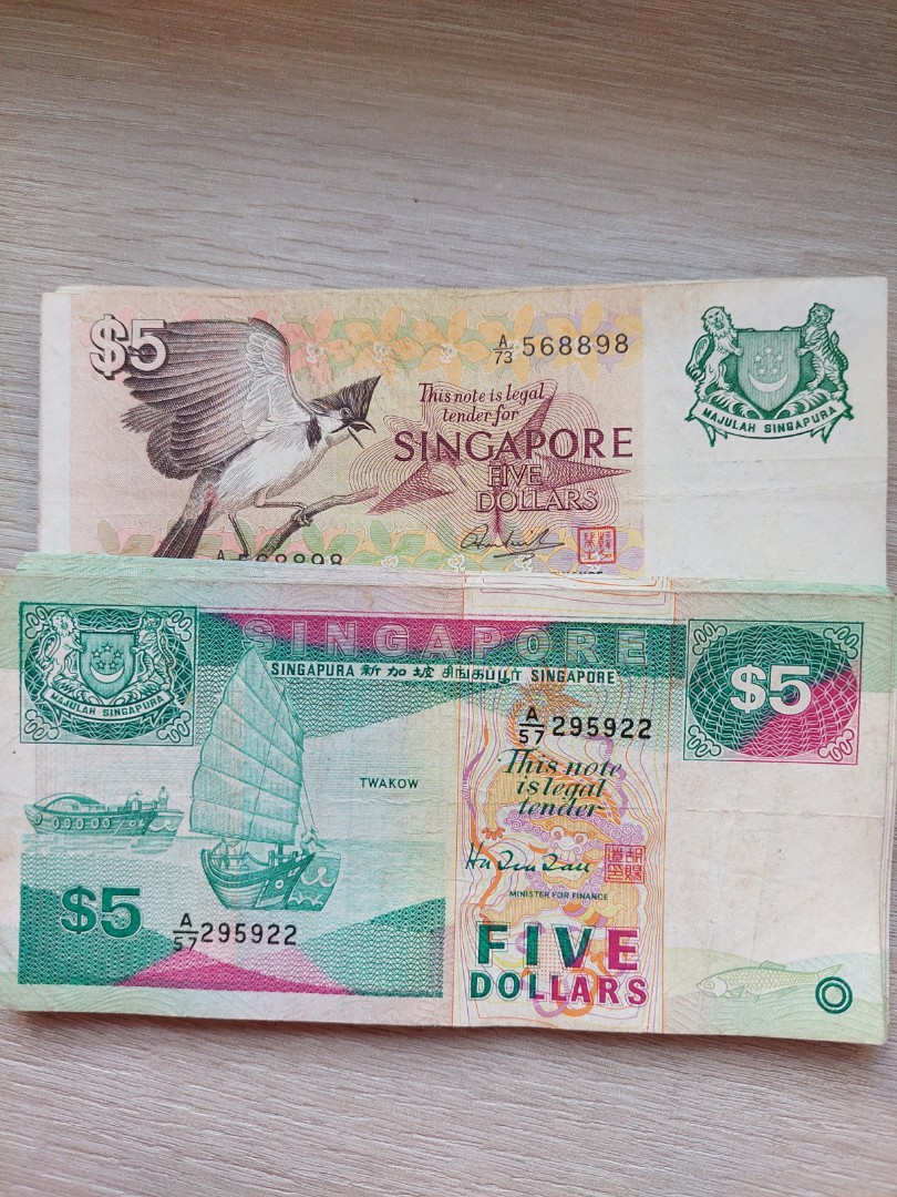 Singapore 2nd & 3rd series of A1 $5 paper note., Hobbies & Toys ...