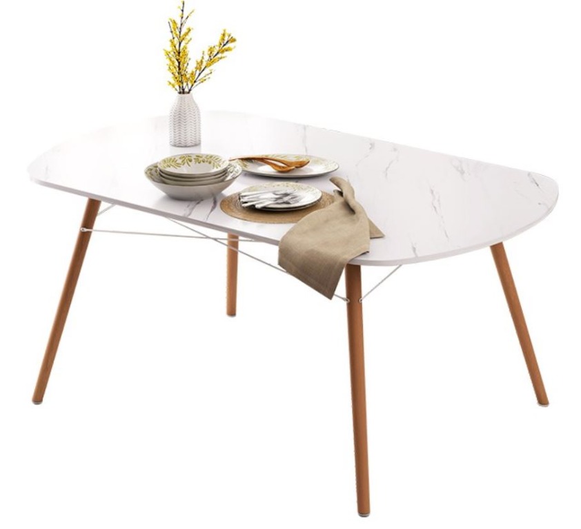 Solid Wood White Marble laminated Table, Furniture & Home Living ...