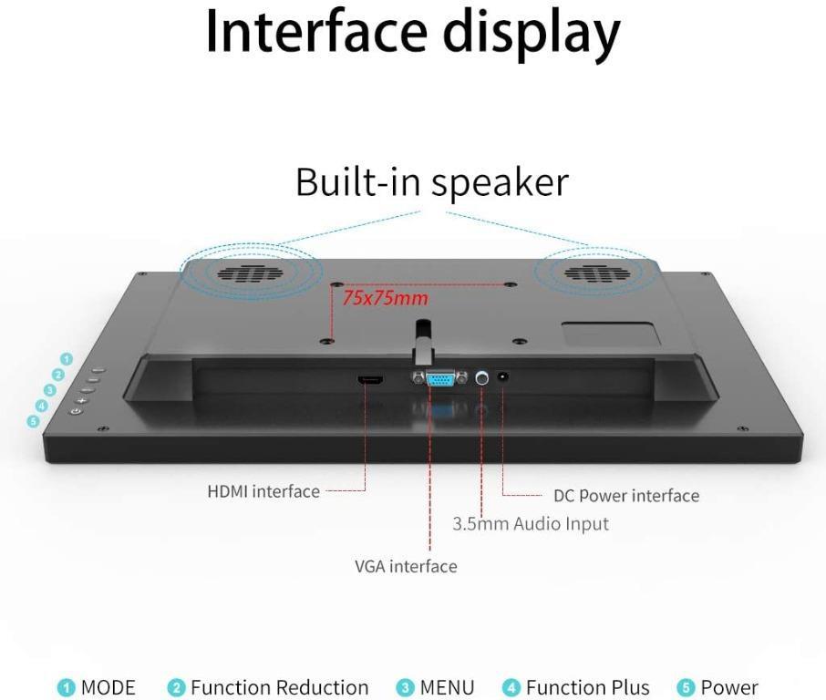 Thinlerain Portable Monitor 13.3 Inch TFT LED HD 1366x768 Small PC ...