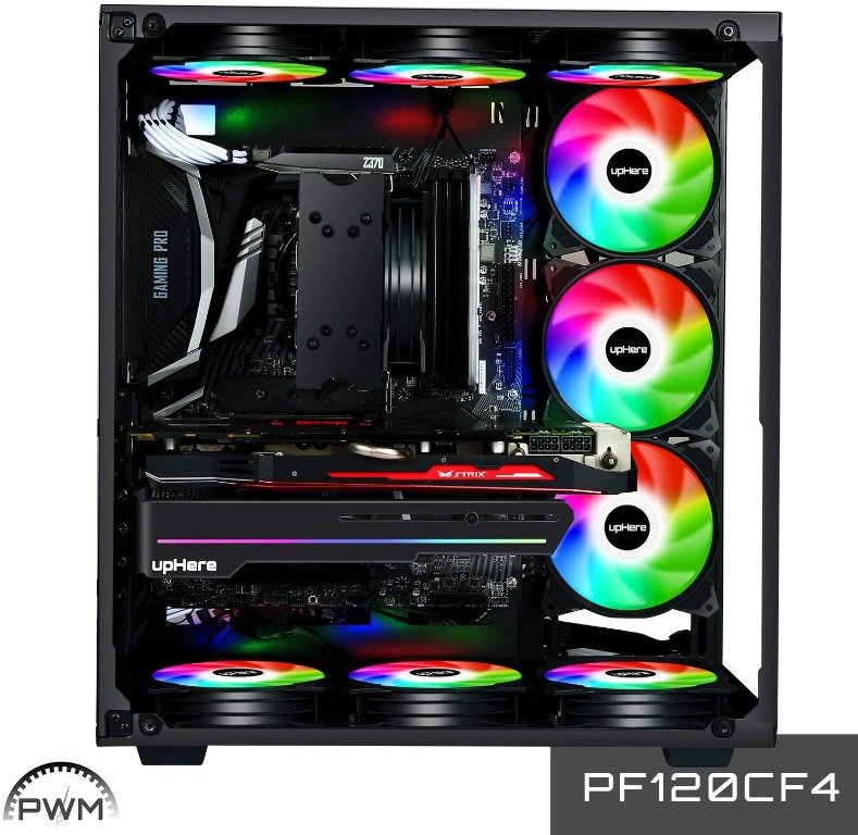 upHere 4PIN PWM 120mm Rainbow LED Computer Case PC Cooling Fan Ultra ...