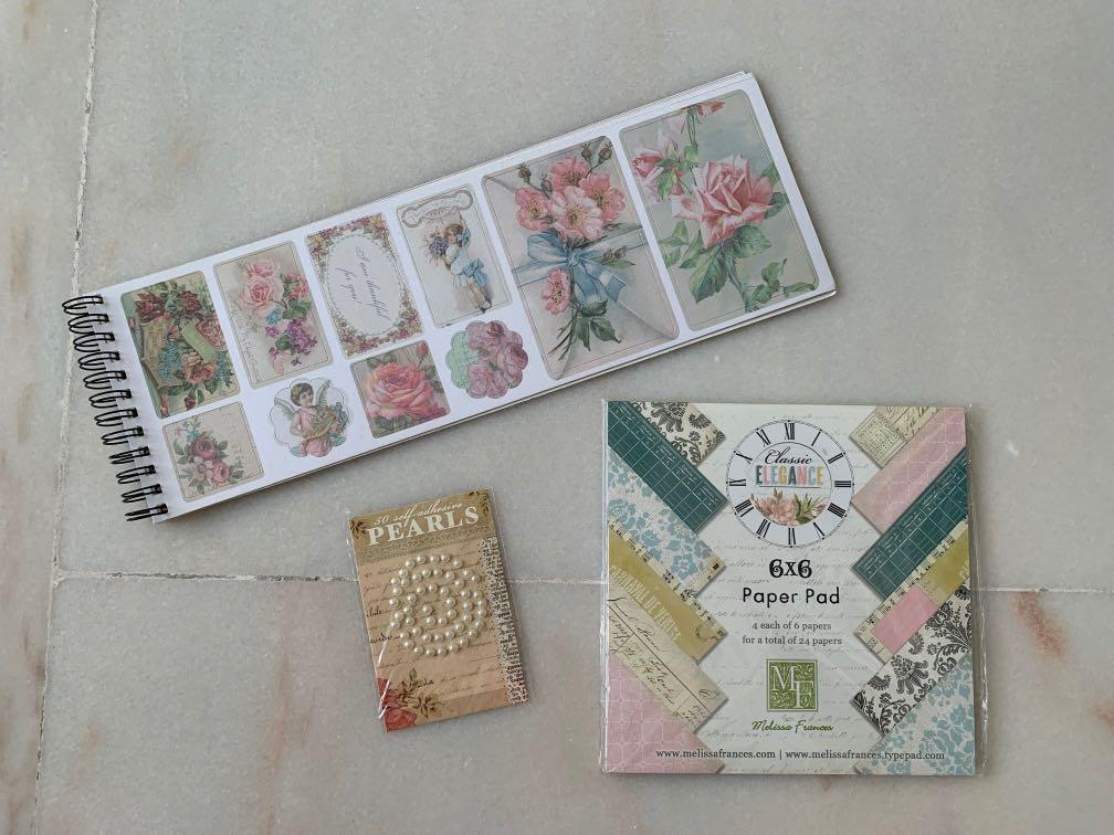Vintage crafting paper and stickers (assorted), Hobbies & Toys ...