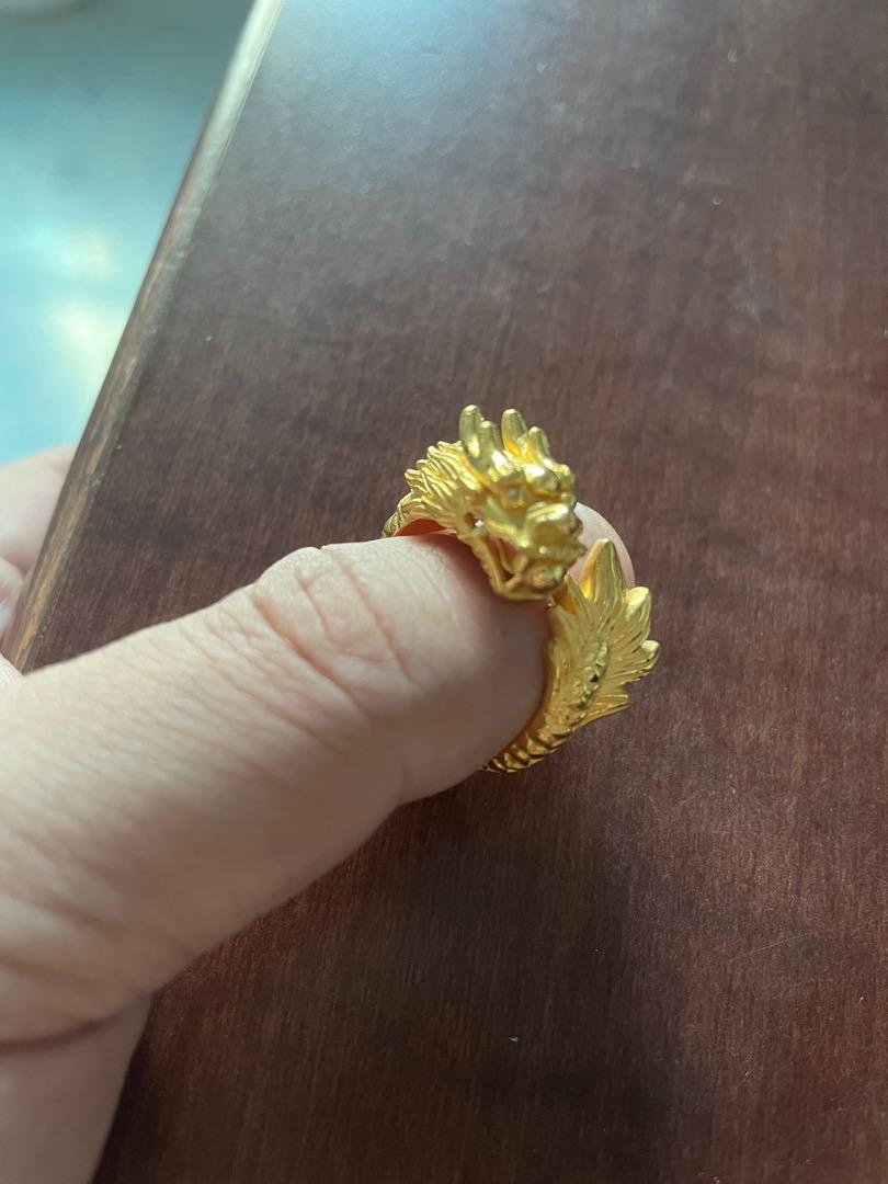 24k 999 gold dragon ring, Luxury, Accessories on Carousell