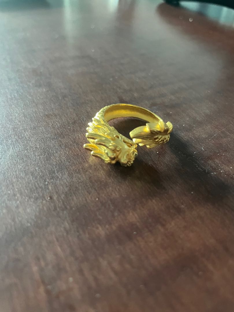 24k 999 gold dragon ring, Luxury, Accessories on Carousell