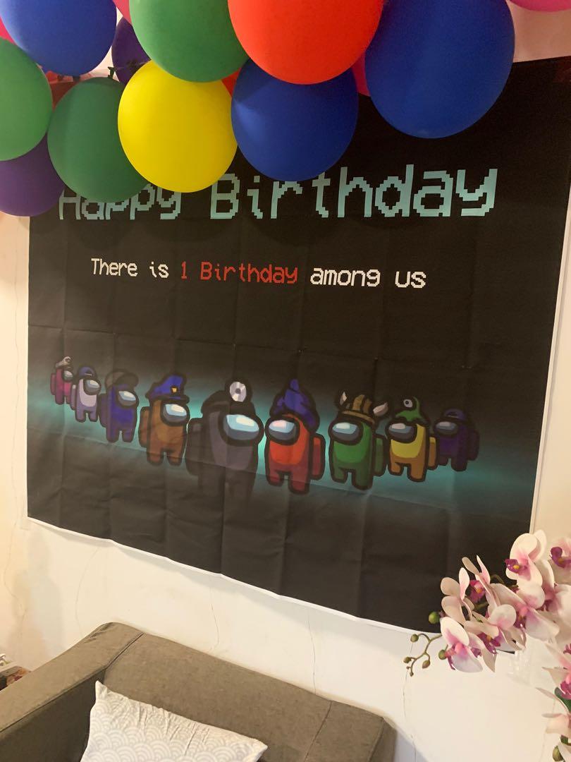 Among us backdrop for birthday party, Hobbies & Toys, Stationery ...