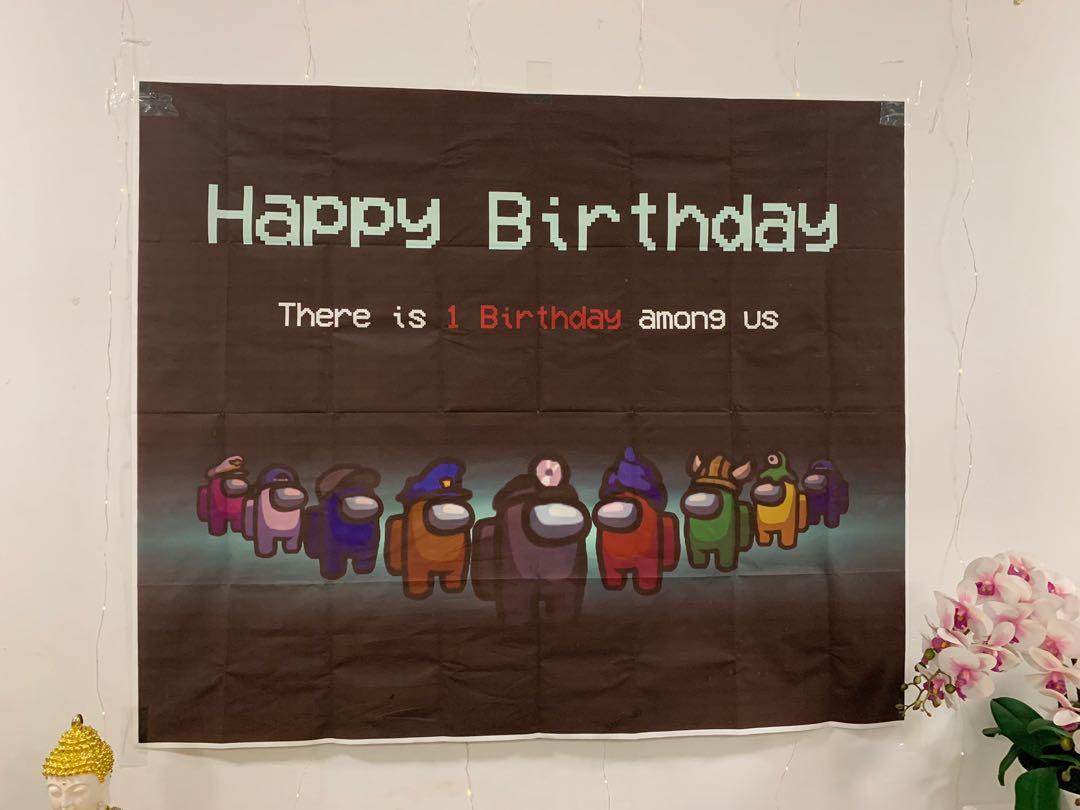 Among us backdrop for birthday party, Hobbies & Toys, Stationery ...