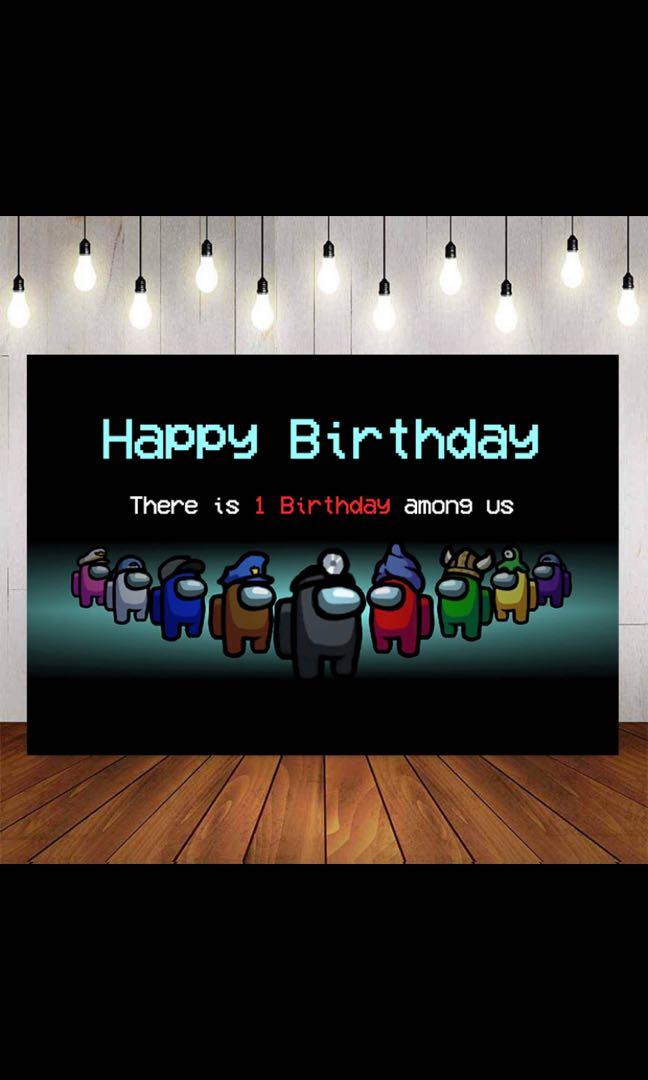 Among us backdrop for birthday party, Hobbies & Toys, Stationery ...