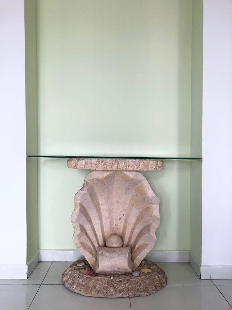 Antique Seashell Glass top side table, Furniture & Home Living ...