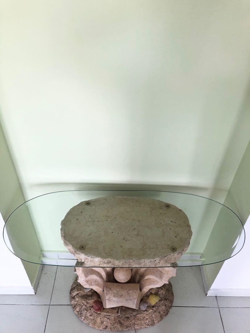 Antique Seashell Glass top side table, Furniture & Home Living ...
