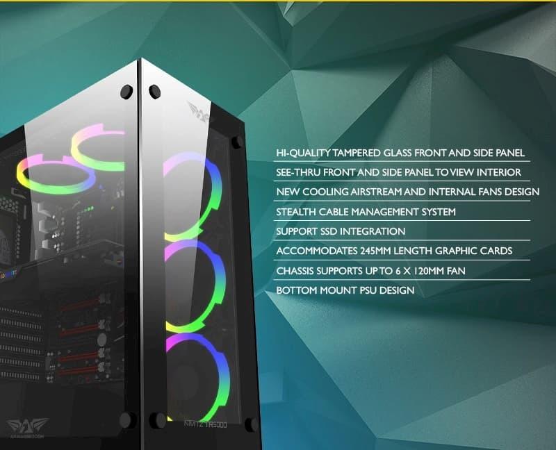 Armaggeddon Nimitz TR5000 Micro ATX Gaming Case (Black/ White), Video ...