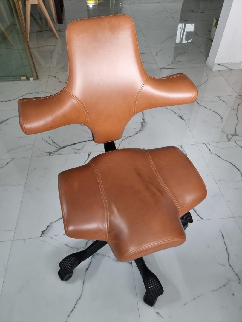 HAG office chair in leather, Furniture & Home Living, Furniture, Chairs ...