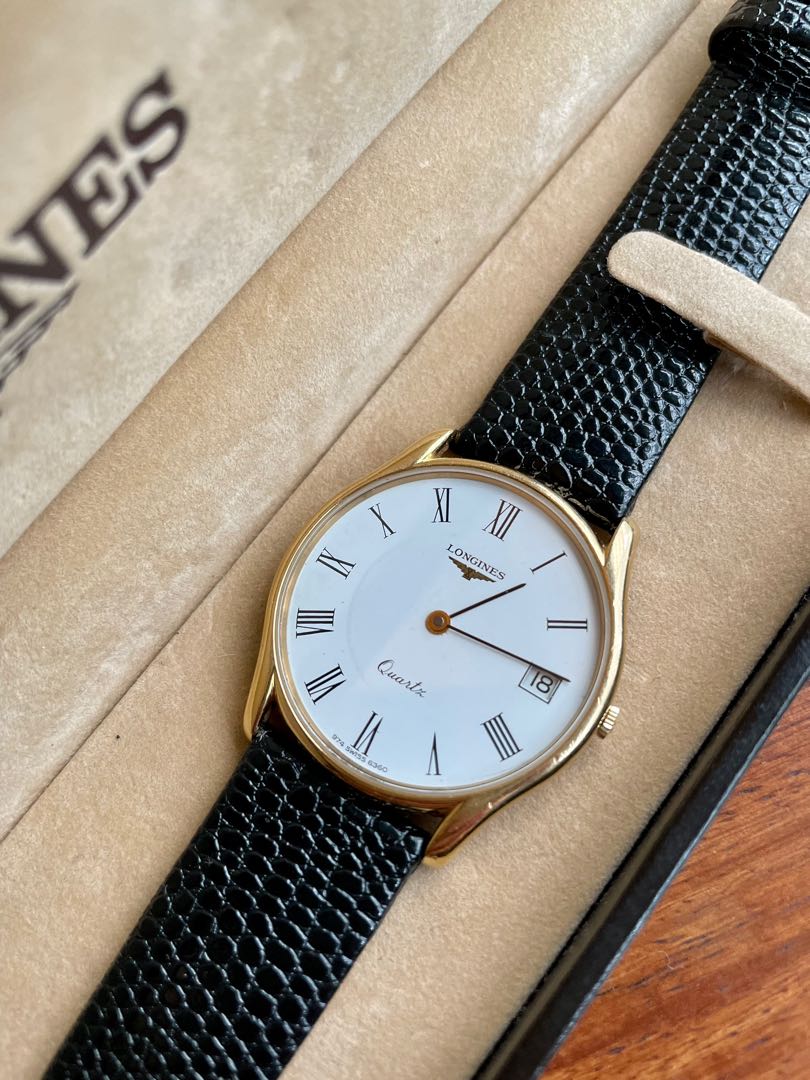 VERY RARE Longines Vintage Quartz slim watch Roman Dials without second ...