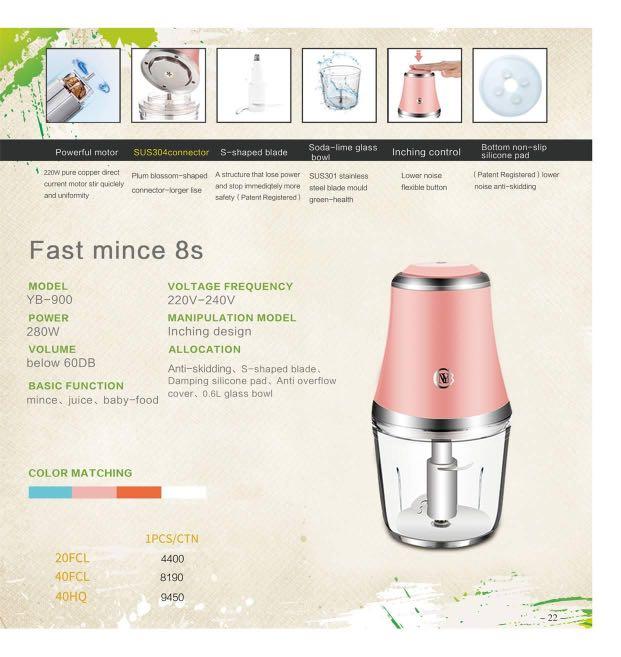 Nestling YB-900 Mini Food Chopper, 600ml Electric Food Processor Super ...