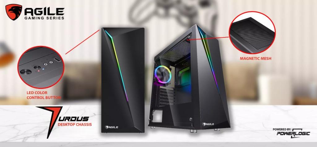 Powerlogic TURDUS Tempered Glass Gaming Series PC Case, Computers ...