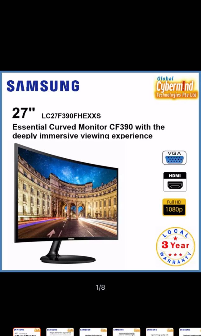 Samsung 27 inch curved screen C27F390, Computers & Tech, Parts ...