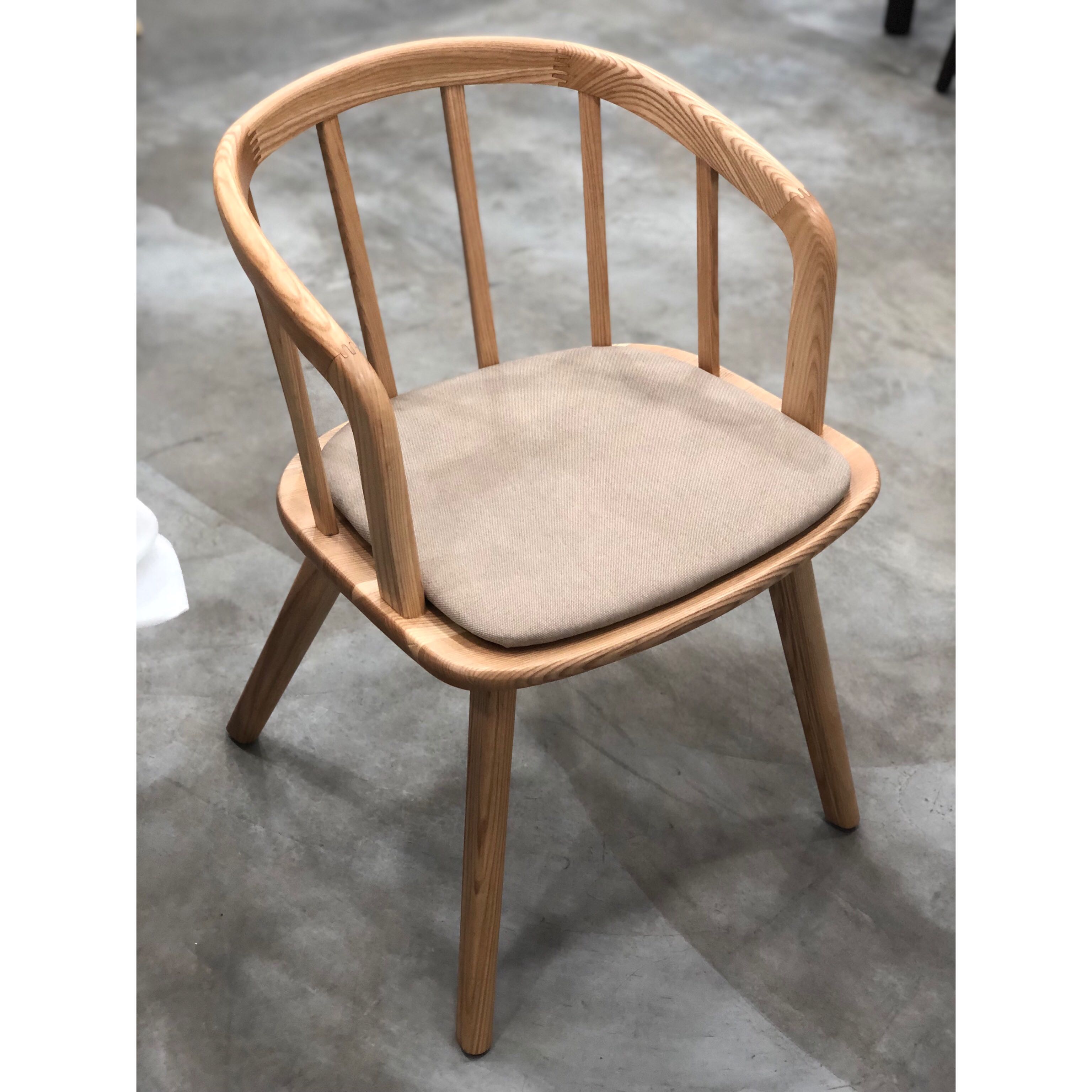 Wooden Study Chair with Fabric Padded Seat on Carousell