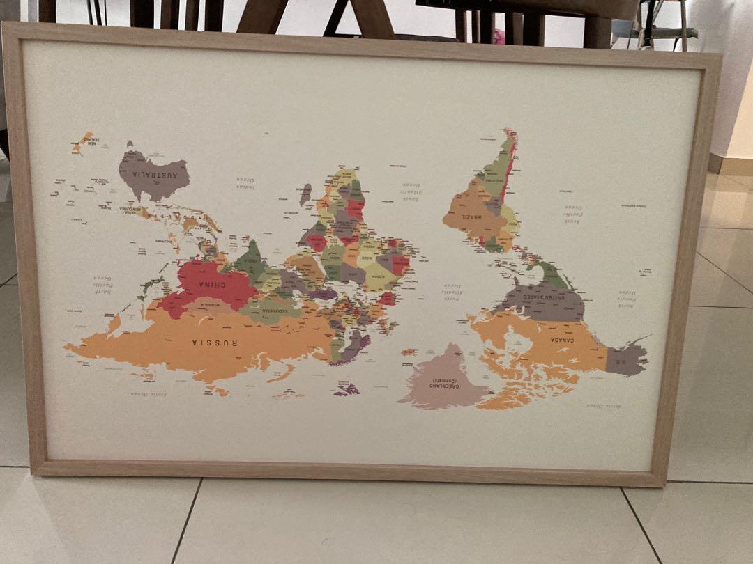 World map frame, Furniture & Home Living, Home Decor, Frames & Pictures ...