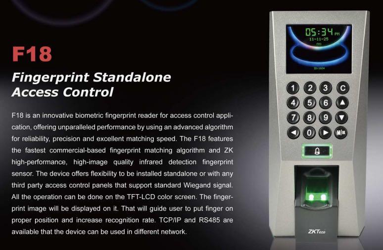 Zkteco Fingerprint Reader, ESF-18, Furniture & Home Living, Security ...