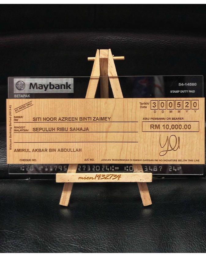 Acrylic mock cheque, Everything Else on Carousell
