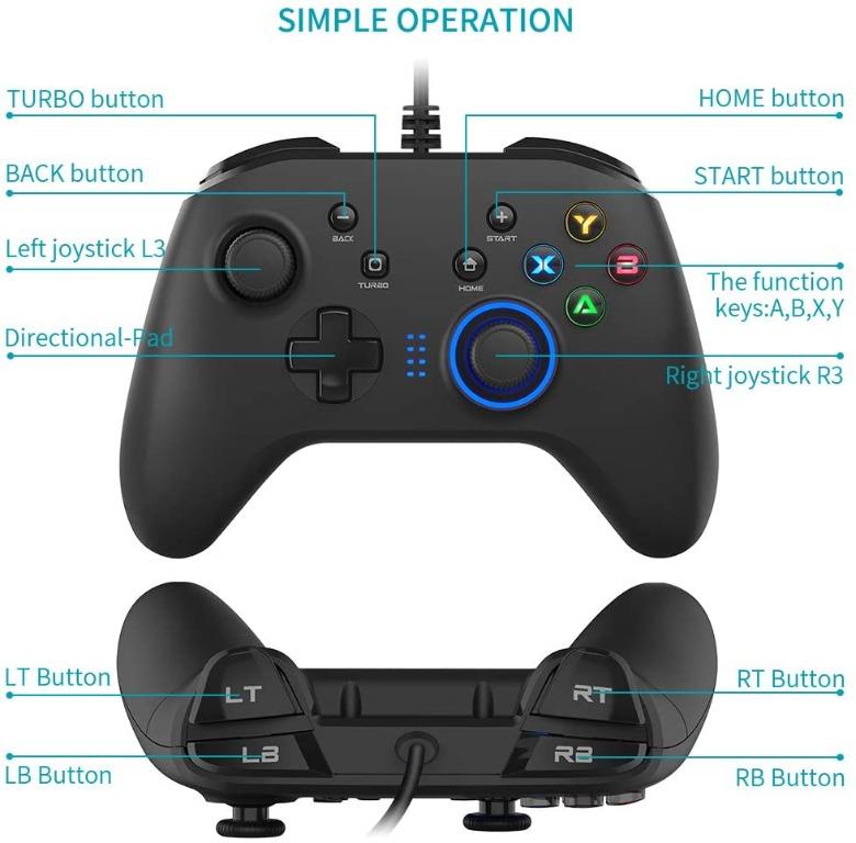 BIMONK Wired Gaming Controller, Joystick Gamepad with Dual-Vibration PC ...