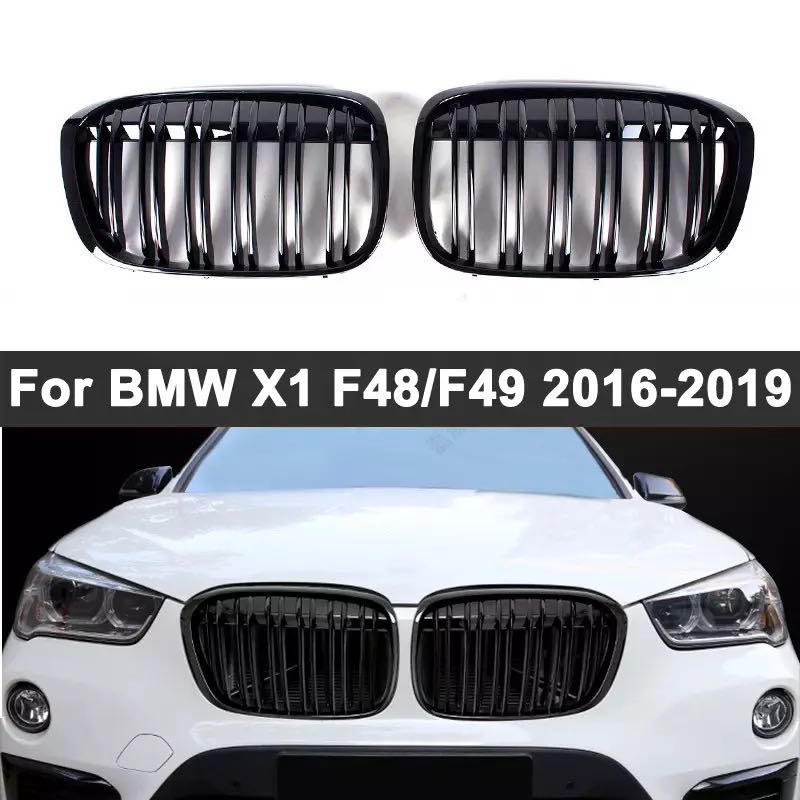Brand New Dual Slat Front Bumper Kidney Grille In Gloss Black For BMW ...
