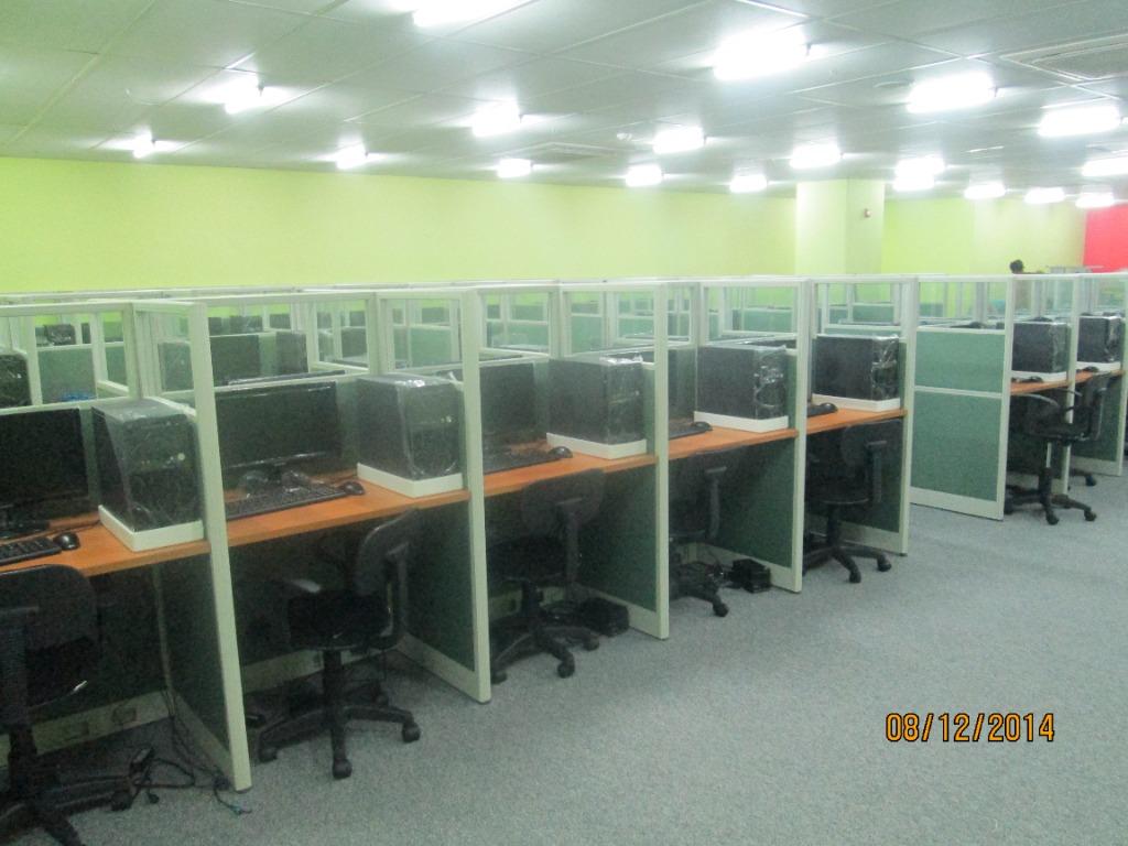 CALL CENTER WORKSTATION W/ GLASS OFFICE PARTITIONS, Furniture & Home ...