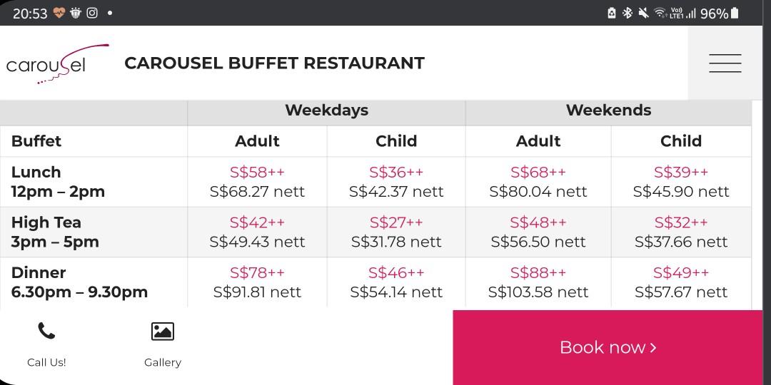 Carousel Buffet Restaurant Vouchers x2, Tickets & Vouchers, Vouchers on ...