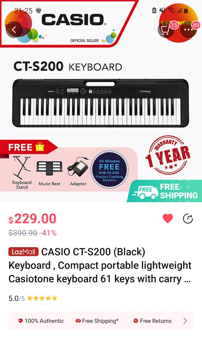 casio keyboard ct-s200, Hobbies & Toys, Music & Media, Musical ...