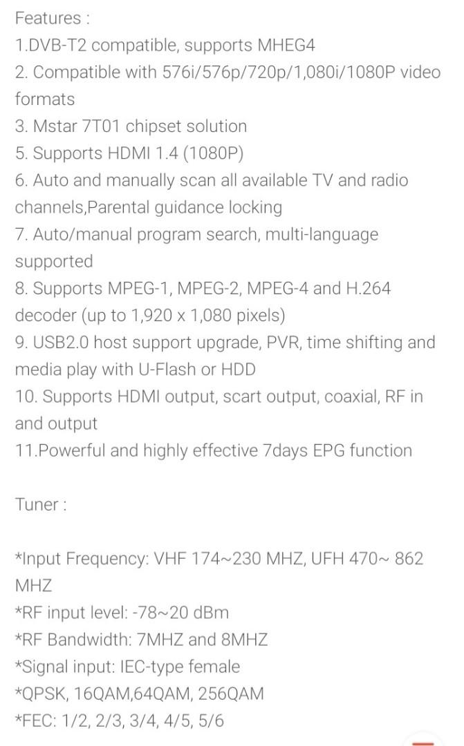 Digital TV DVB-T2 Set Top Box with Free 1 meter HDMI cable (No Antenna ...