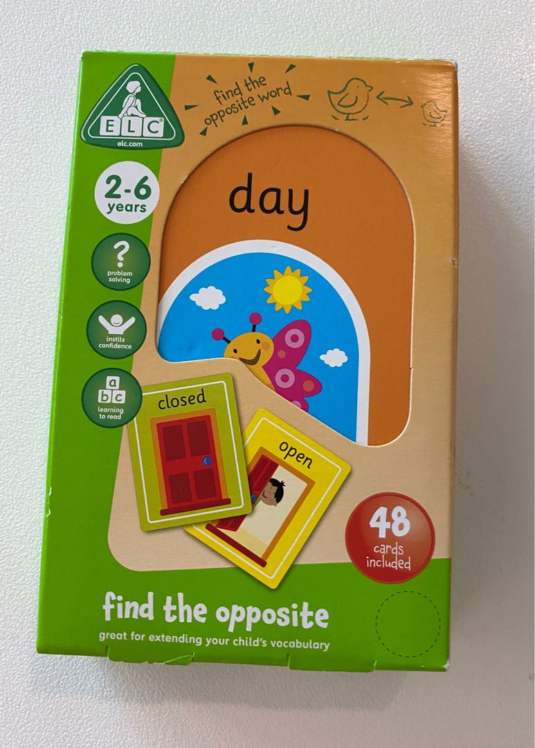 ELC find the opposite cards 相反詞配對圖卡, 興趣及遊戲, 玩具 & 遊戲類 - Carousell