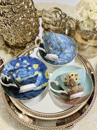 Gustav Klimt and Van Gogh Tea set, Furniture & Home Living, Kitchenware ...