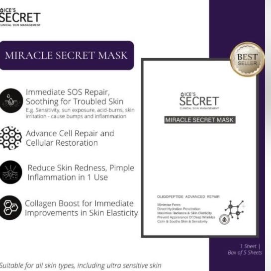 Ice secret miracle secret mask, Health & Nutrition, Face Masks & Face ...