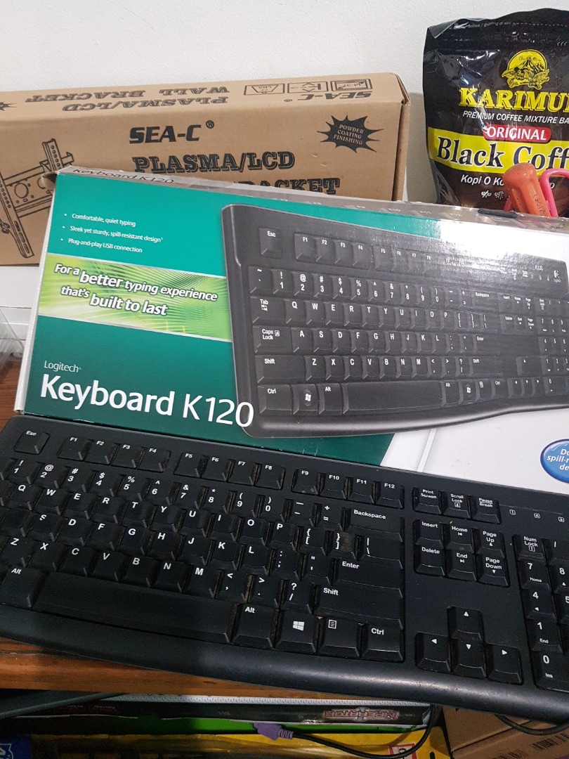 Keyboard USB Logitech K120 + Dus - Kondisi Bekas Pakai, Elektronik ...