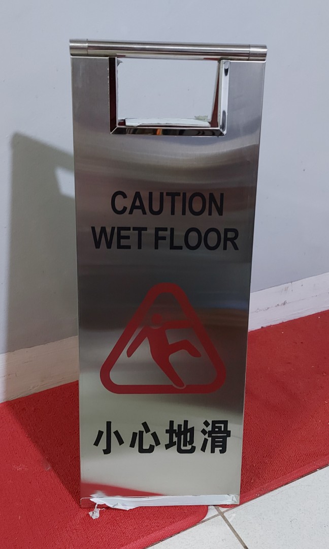 Metal panel outdoor standing caution wet floor sign board silver color ...