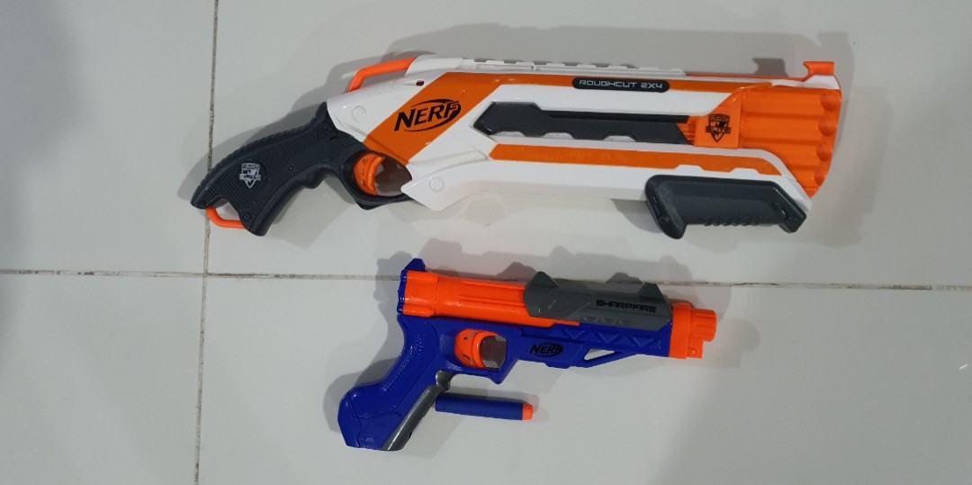 NERF N-Strike Elite Rough Cut 2x4 Blaster and NERF N-Strike Sharpfire ...