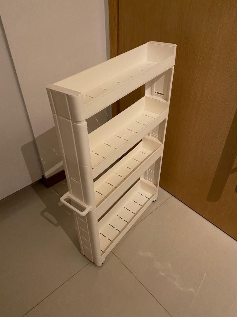 Pull out slim trolley storage with wheels, Furniture & Home Living ...