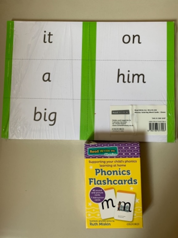 Read write inc Flashcard + tutoring green card, 興趣及遊戲, 手作＆自家設計, 文具 ...