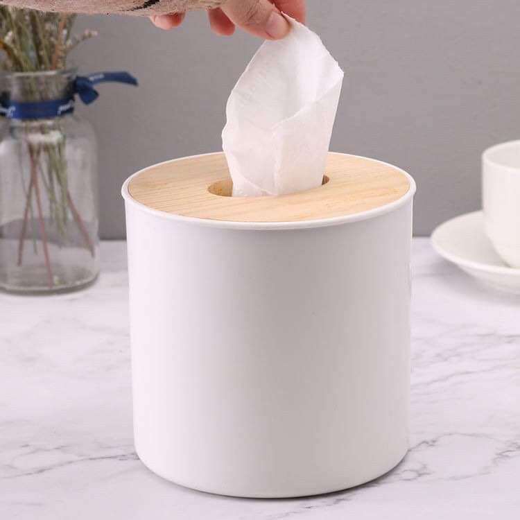 Round Tissue Box (White), Furniture & Home Living, Bathroom & Kitchen ...